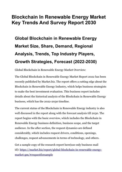 Ppt Blockchain In Renewable Energy Market Key Trends And Survey Report 2030 Powerpoint
