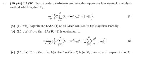 30 Pts Lasso Least Absolute Shrinkage And
