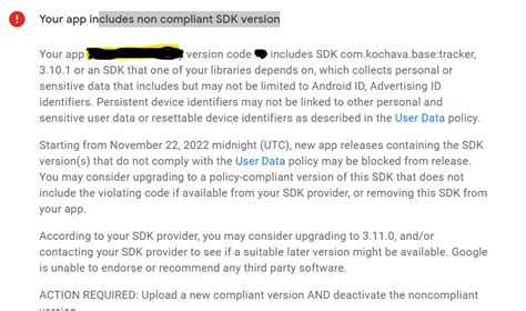 Firebase Android Production Release Your App Includes Non Compliant