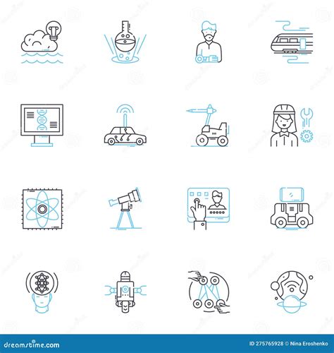 Machine Learning Technology Linear Icons Set Algorithms Predictions