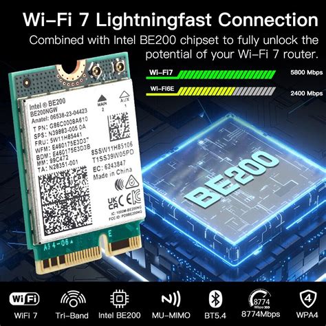 Wifi 7 Intel Be200ngw M 2 Wifi Card Tri Band Bt5 4 Network Adapter Wi Fi 7 Be200 Ebay