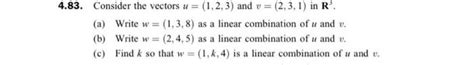 Solved 83 Consider The Vectors U 1 2 3 And V 2 3 1 In