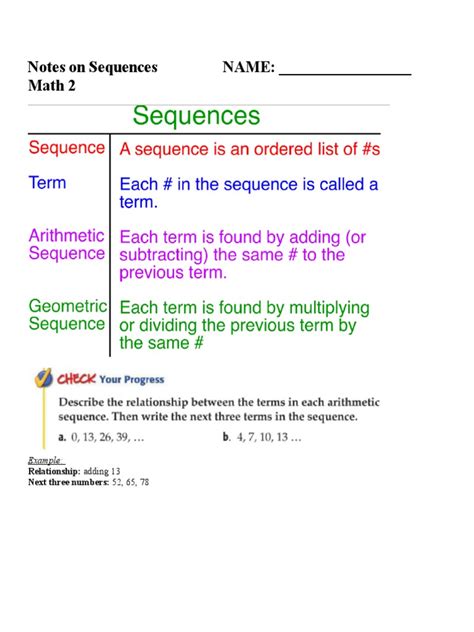 Notes On Sequences Pdf