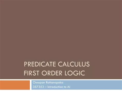 ppt predicate calculus first order logic powerpoint presentation
