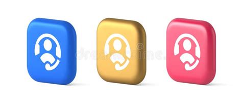 Customer Support Helpdesk Assistance Button Call Helpline Connection 3d Realistic Icon Stock