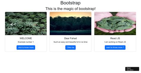 A Simple Webpage Card Example Using Bootstrap Codesandbox