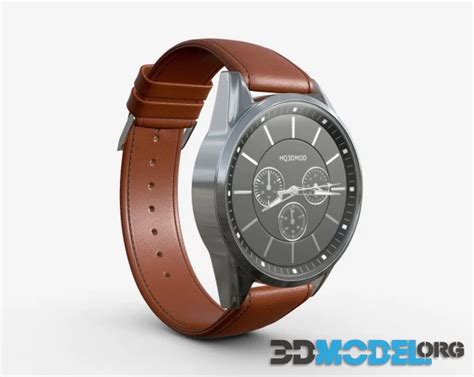 3d Model Wristwatch With Leather Strap Pbr