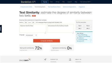 Semantic Text Similarity Using Dandelion Api And Python By Sachin Pc