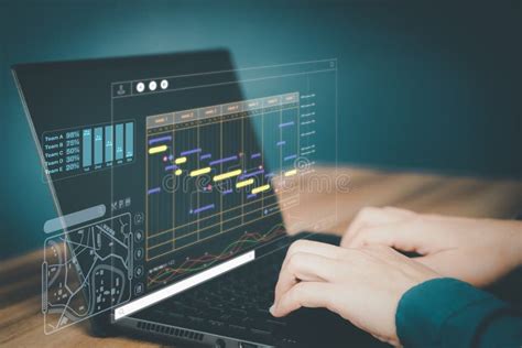 man working with technology computer in business analytics and data management system to make