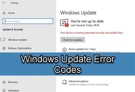 Complete List Of Windows Update Error Codes On Windows 1110