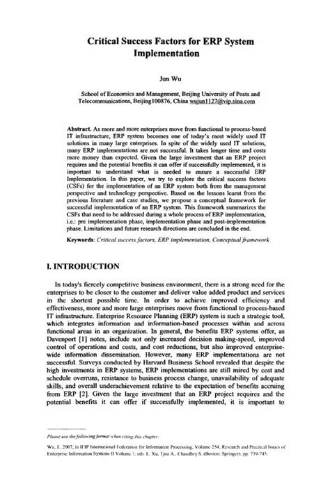 Pdf Critical Success Factors For Erp System Implementation · Pdf