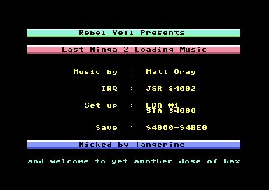 CSDb Last Ninja Loading Music By Rebel Yell 1988