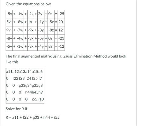 Solved Given The Equations Below The Final Augmented Matrix Chegg