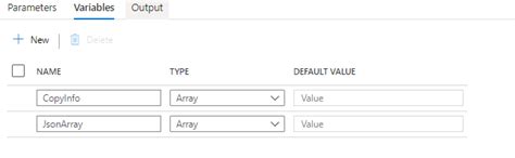 embedding copy activity outputs in array for iteration in azure data