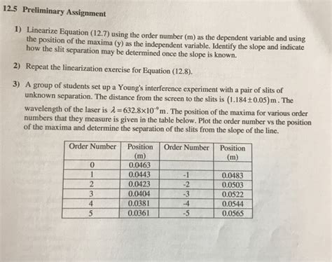 solved 12 5 preliminary assignment 1 linearize equation