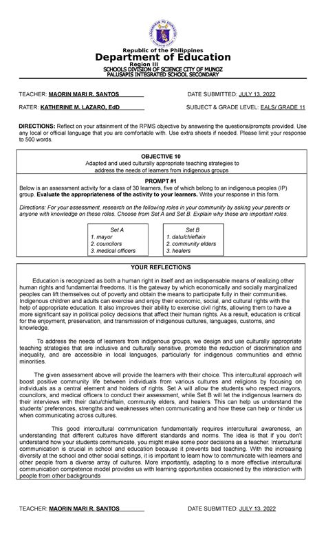 trf objective 10 designed adapted and implemented teaching