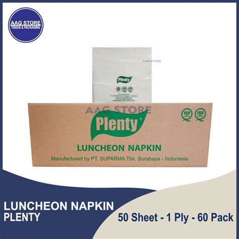 Jual 1 Dus Tissue Plenty Luncheon Napkin Full Emboss 50 Sheets 1 Ply