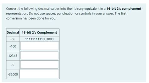 Solved Convert The Following Decimal Values Into Their
