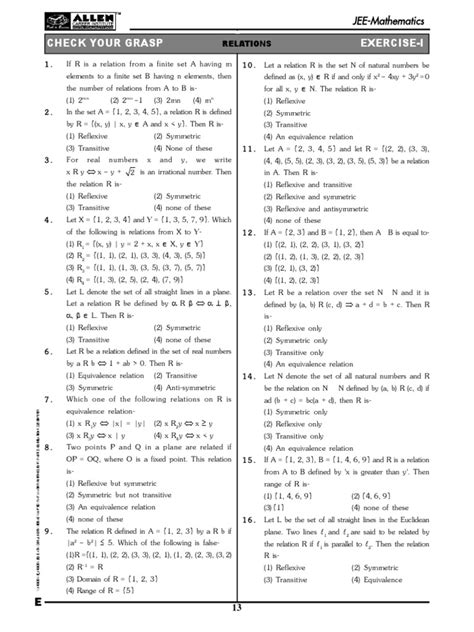 relation exercise pdf mathematical concepts mathematics