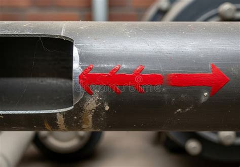 Illustration Of Closeup Of A Black Pipe With Red Arrows Indicating Flow