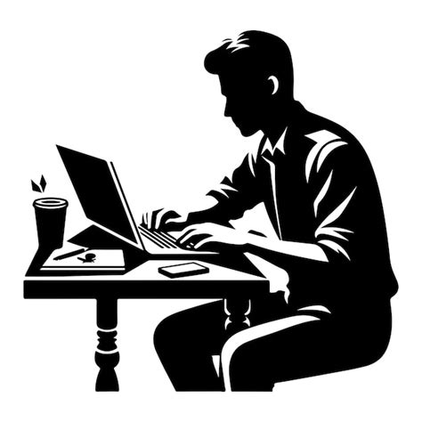 A Man Working With Laptop Vector Art Premium AI Generated Vector