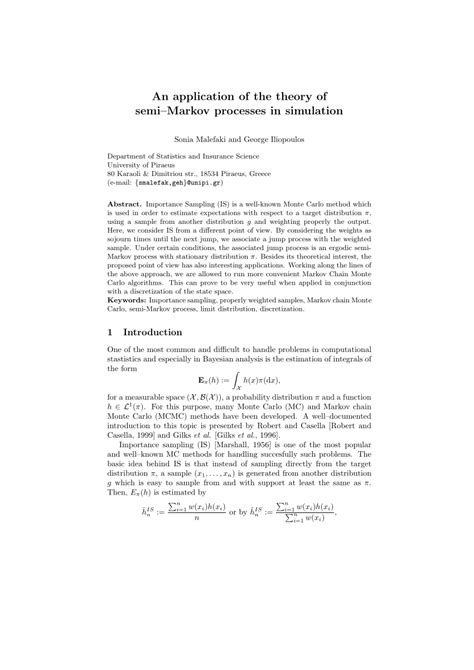 pdf an application of the theory of semi markov processes in simulation