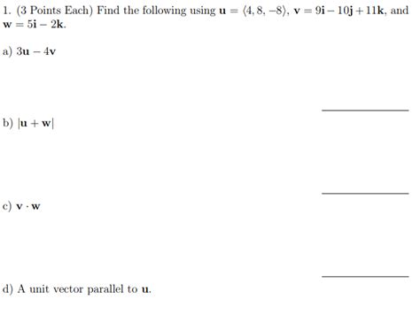 Solved 1. (3 Points Each) Find the following using | Chegg.com