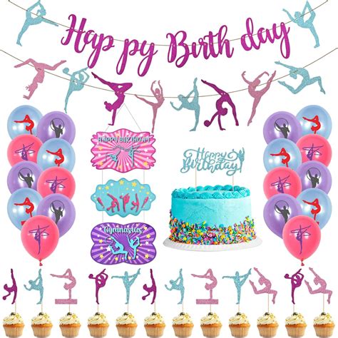 Gymnastics Birthday Party Decorations Set For Girls
