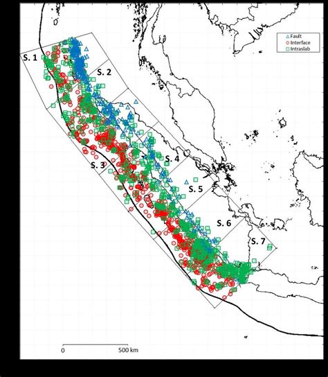 4 Classified Sumatran Earthquakes Into The Sumatran Fault Blue Download Scientific Diagram