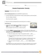 Student Exploration Density GIZMO ANSWER KEY.pdf - Name: Date: 12/8/20 Student Exploration ...