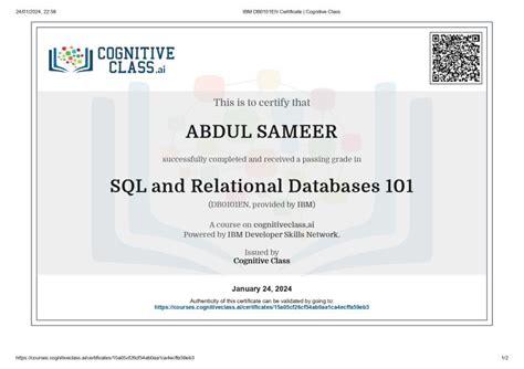Passed Sql And Relational Databases Course Abdul Sameer Posted On The