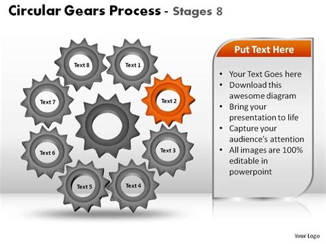 Circular Gears Process Stages 8 Powerpoint Slides Templates