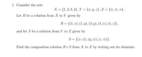 solved 1 consider the sets x {1 2 3 4} y {x y z} z