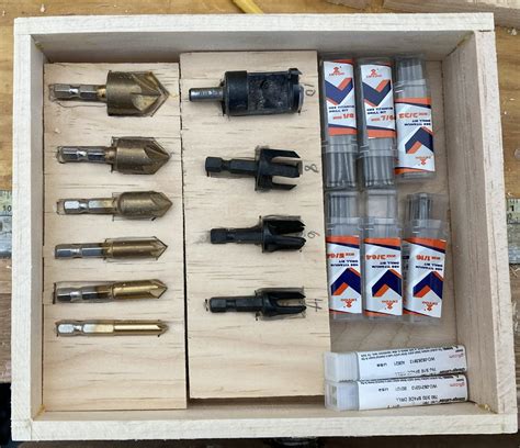 Boring Tools Till Small Drawer—spoon Bits Countersinks Plug Cutters — Davepolaschek