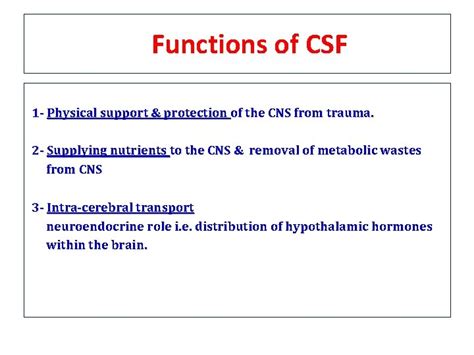 CSF ANALYSIS CSF Formation Cerebrospinal Fluid CSF Is