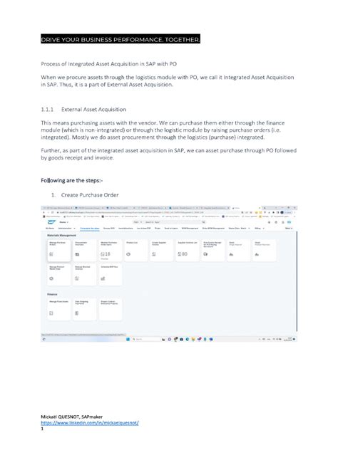 Process Of Integrated Asset Acquisition In Sap With Po Pdf
