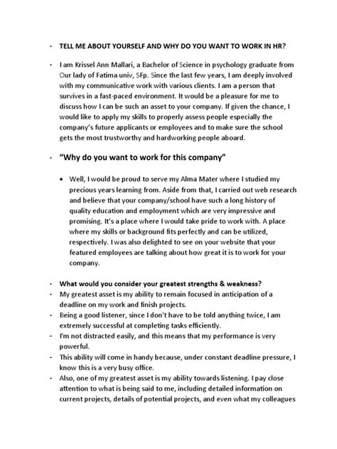 Job Interview Script Pdf Goal Communication