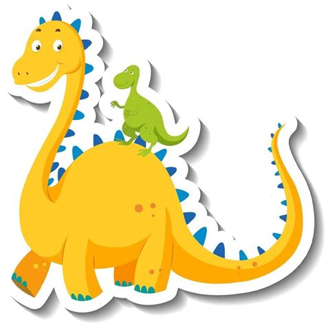 Cute Yellow Dinosaur Cartoon Character Sticker Dinossauros Para