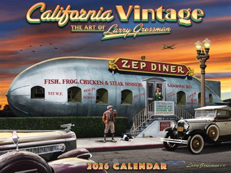 California Vintage Calendar 2026 Wall 12 Month By Larry Grossman