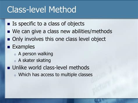 Ppt Class Level Methods Powerpoint Presentation Free Download Id