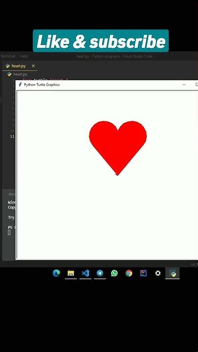 Draw Heart Using Python Turtle 🐢 Programming Shorts Python Youtube