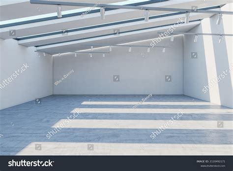 벽과 햇빛에 텅 빈 콘크리트 전시장 스톡 일러스트 2120492171 Shutterstock