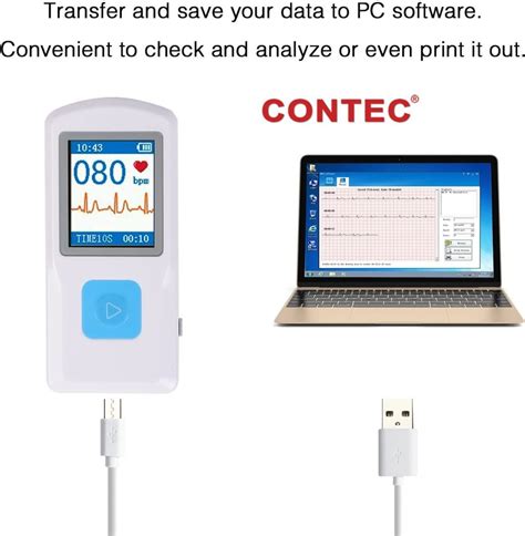 Contec Portable Ecgekg Monitor Pc Software Electrocardiogram Bluetooth Heart Rate Beat Lcd