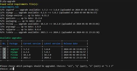 python packages 업그레이드 with requirements txt