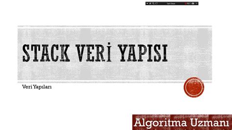 stack veri yapısı push pop peek İşlemleri dizi ile youtube
