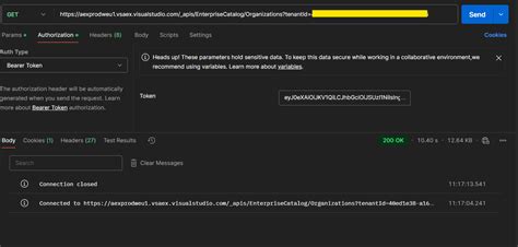unable to list azure devops organization by azure devops rest api using service principal
