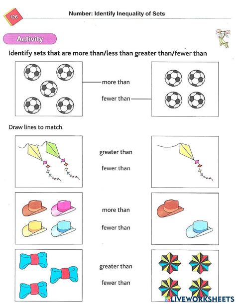 More Less Or Equal Kindergarten Worksheets Letter Recognition