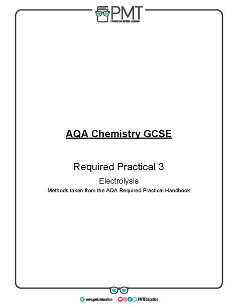Rp 3 Aqa Required Practical Electrolysis Of Aqueous Solutions Studocu