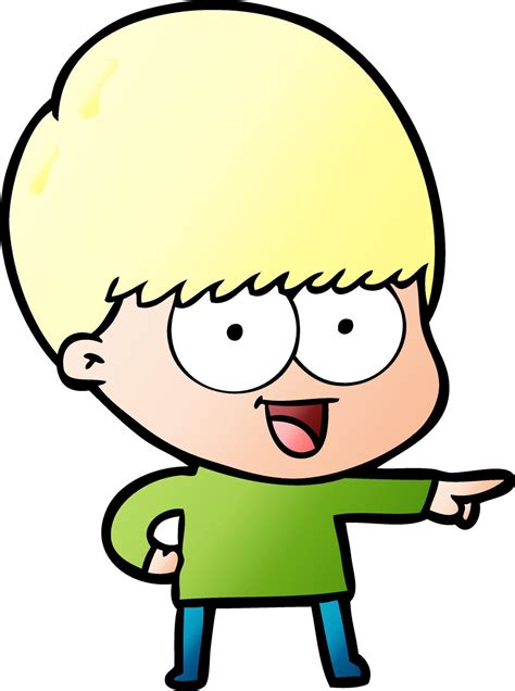 Niño Feliz De Dibujos Animados Señalando 12430044 Vector En Vecteezy