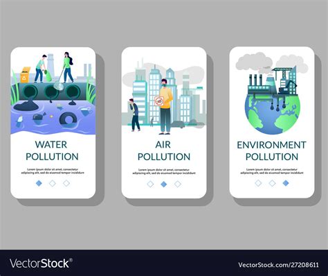Environment Pollution Mobile App Onboarding Vector Image